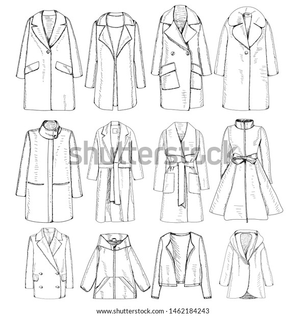 White Background Sketch Line Coat Set Stock Vector (Royalty Free ...