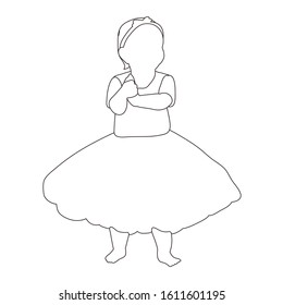 White Background Sketch Outline Child Stands Stock Vector (Royalty Free ...