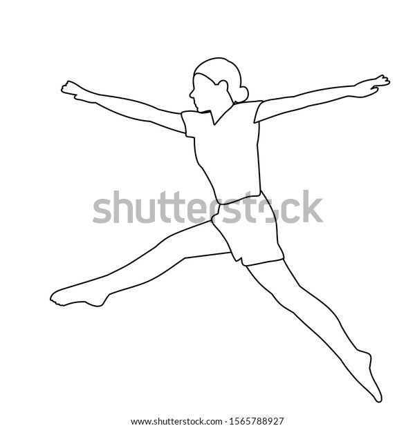 White Background Sketch Outline Dancing Girl Stock Vector (Royalty Free ...