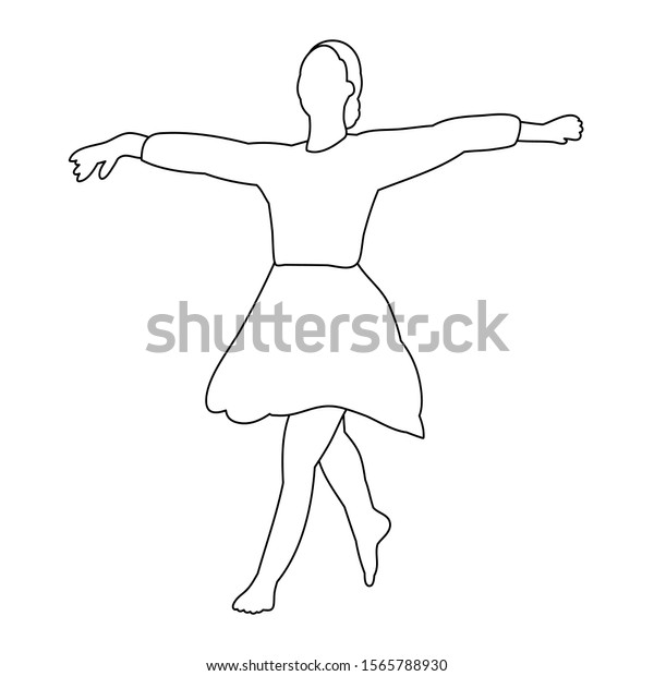White Background Sketch Outline Dancing Girl Stock Vector (Royalty Free ...