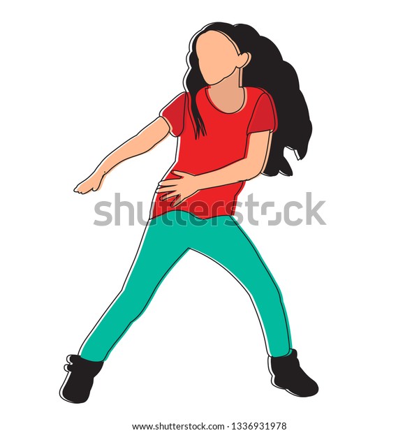 White Background Without Face Girl Dancing Stock Vector (Royalty Free ...