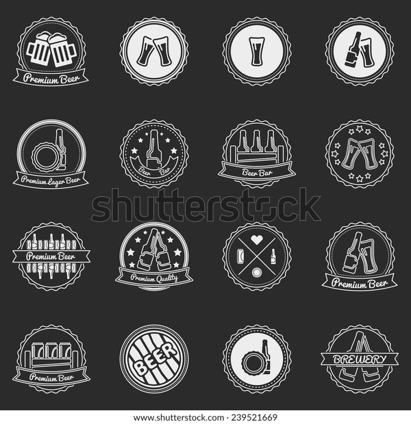 White Beer Labels Badges Set Vector Stock Vector (Royalty Free ...