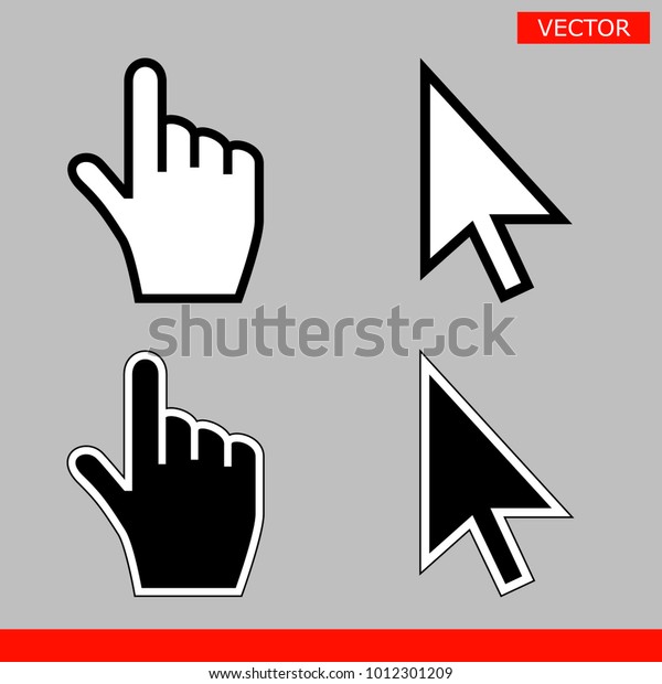 White Black Arrow Cursors Hand Cursors Stock Vector (Royalty Free) 1012301209 | Shutterstock