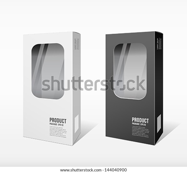 White Black Box Products Package Design Stock Vector (Royalty Free ...