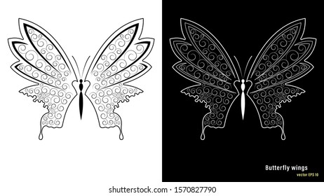 White Black Butterfly Wings Pattern Isolated Stock Vector (Royalty Free ...