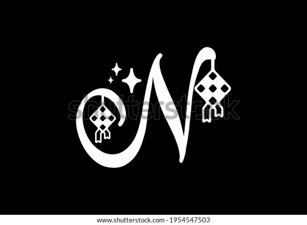 White Black Color N Initial Letter Stock Vector (Royalty Free ...