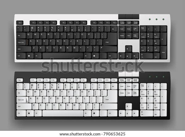 White Black Computer Keyboards Keys Opposite Stock Vector (Royalty Free ...