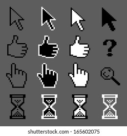 White Black Mouse Pixel Cursors Vector Stock Vector (Royalty Free ...