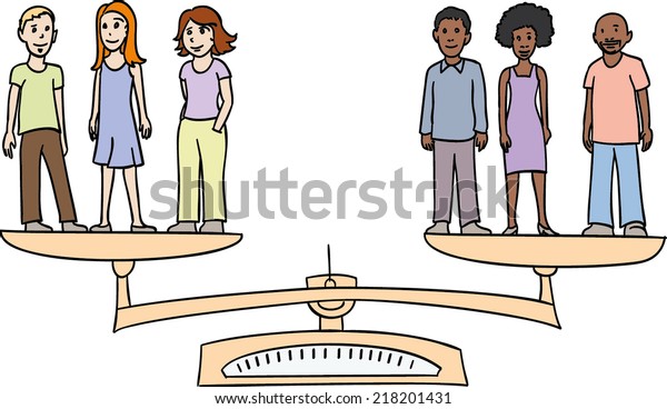 White Black People On Scale Representing Stock Vector (Royalty Free ...