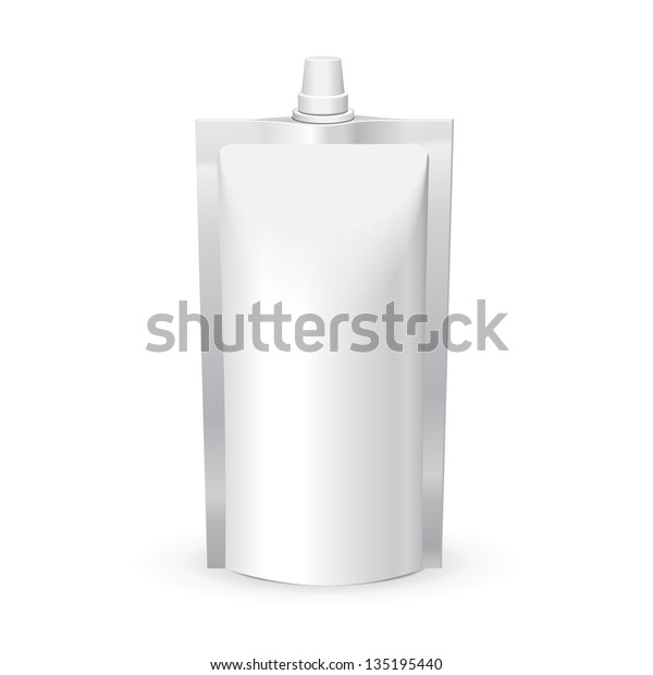 White Blank Doy Pack Doypack Foil Stock Vector (Royalty Free) 135195440