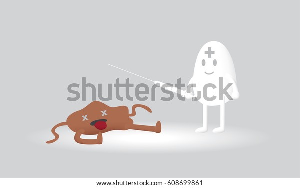 White Blood Cell Defeat Bacteria Cartoon Stock Vector (Royalty Free ...