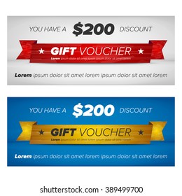 White Blue Gift Voucher Template Stock Vector (Royalty Free) 389499700 ...