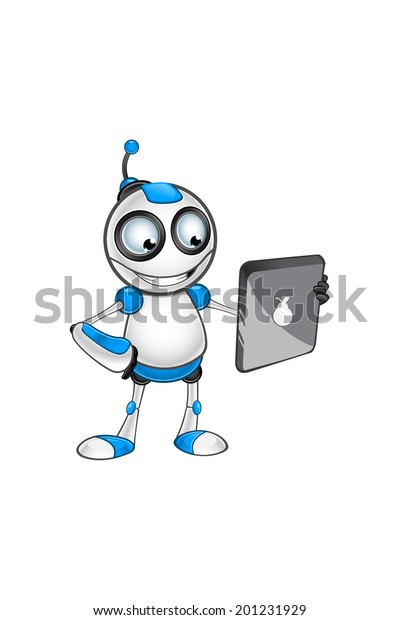 White Blue Robot Character Stock Vector (Royalty Free) 201231929 ...