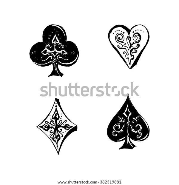 White Board Drawing Card Suits Vector Stock Vector (Royalty Free ...