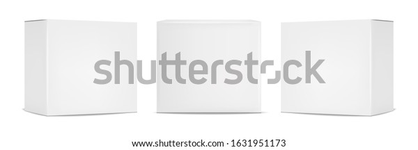 White Box Packaging Set Realistic Isolated Stock Vector (Royalty Free ...