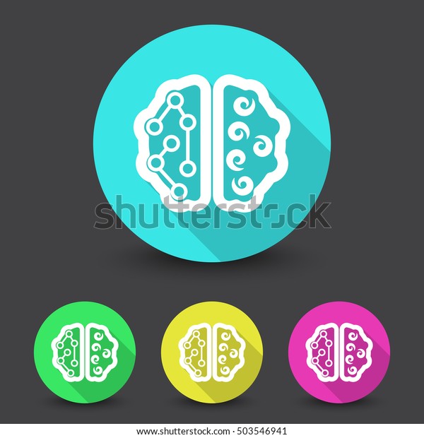 White Brain Icon Different Colors Set Stock Vector (Royalty Free ...