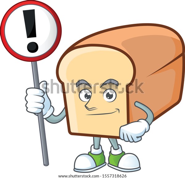 White Bread Cartoon Sign Warning Mascot Stock Vector (Royalty Free ...