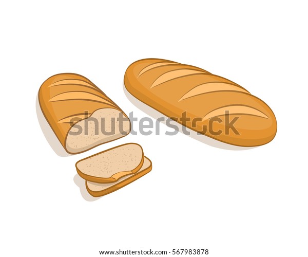 White Bread Loaf Sliced On White Stock Vector (Royalty Free) 567983878