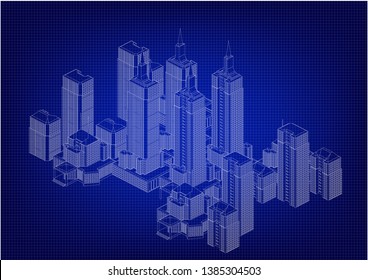 Abstract Technology Background Digital Building Matrix Stock Vector ...