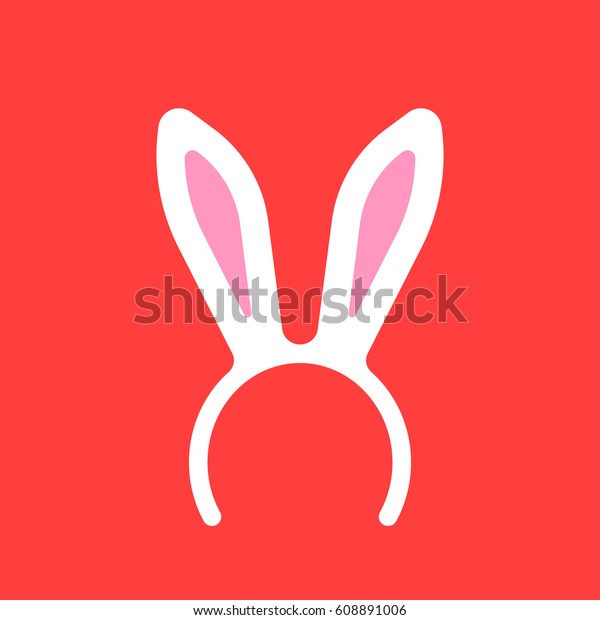 White Bunny Ears Mask Logo Decorative Stock Vector (Royalty Free) 608891006