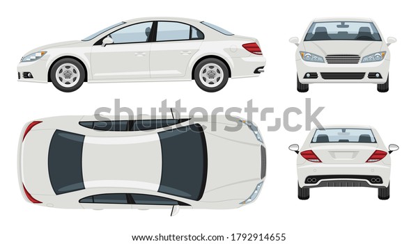 White Car Vector Template Simple Colors Stock Vector (Royalty Free ...