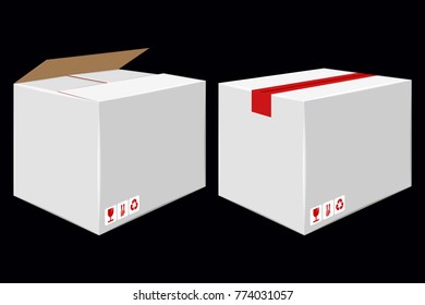 White Cardboard Close Box Side View Stock Vector (Royalty Free ...