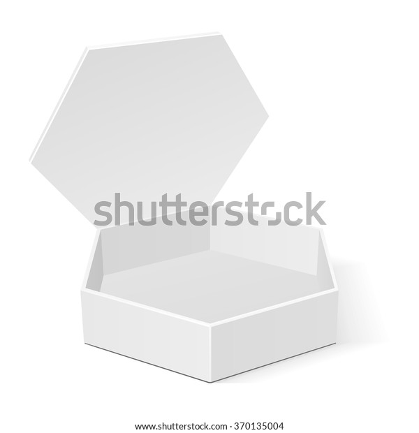 White Cardboard Hexagon Box Packaging Food Arkivvektor (royaltyfri ...