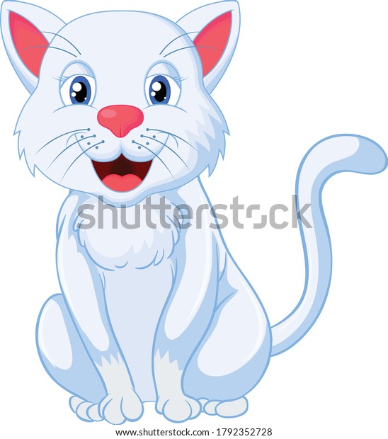 White Cat Cartoon Vector Art Illustration Stock Vector (Royalty Free ...