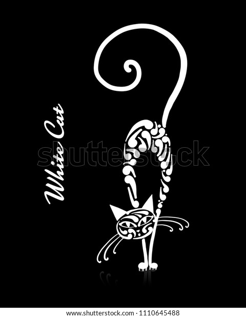 White Cat Design Vector Illustration Art Stock Vector (Royalty Free ...