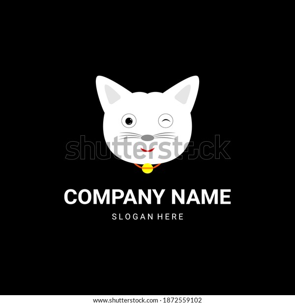 White Cat Logo Cat Character Design Stock Vector (Royalty Free ...