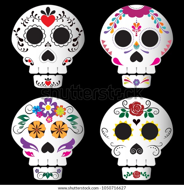 White Catrinas Icons Illustration Vector: vector de stock (libre de ...