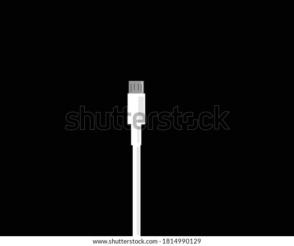 White Charging Cable On Black Background Stock Vector (Royalty Free ...