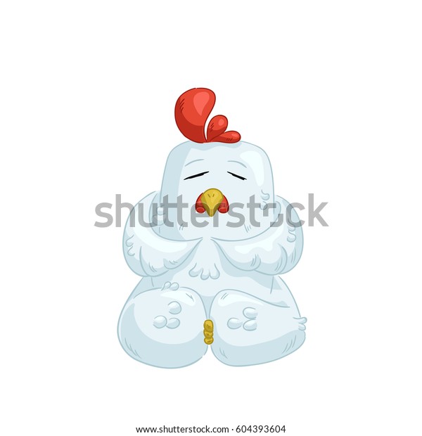 White Chicken Meditate Isolated Vector Stock Vector (Royalty Free ...