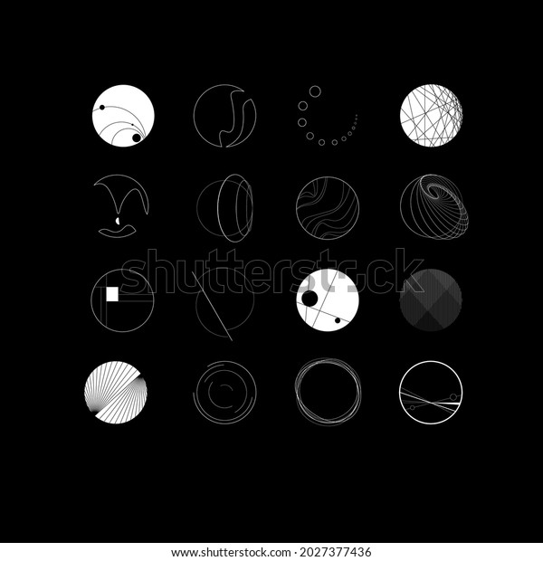 White Circle Logos On Black Background Stock Vector (Royalty Free ...