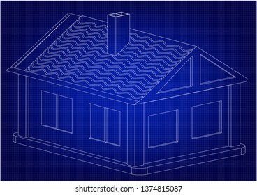 White Construction House Blue Background Stock Vector (Royalty Free ...