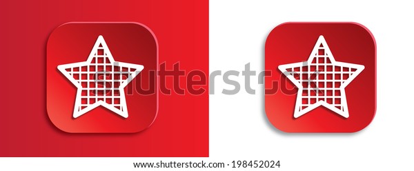 White Contour Star On Red Background Stock Vector (Royalty Free ...