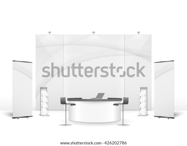 White Creative Exhibition Stand Design Booth: เวกเตอร์สต็อก (ปลอดค่า ...