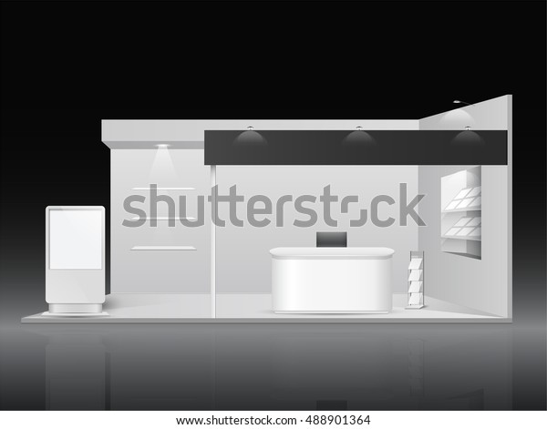 White Creative Exhibition Stand Design Booth Stock Vector (Royalty Free ...