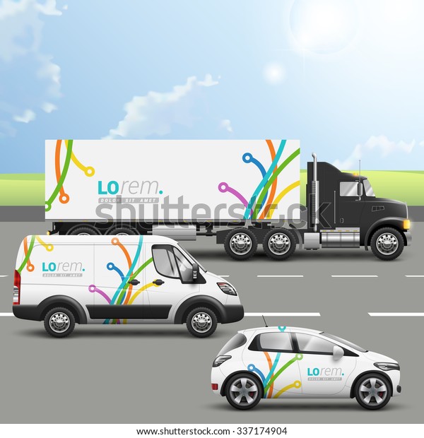White Creative Transport Advertising Design Color Stock Vector (Royalty ...