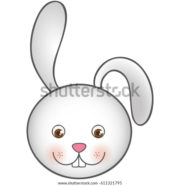 White Cute Rabbit Head Cartoon Vector Stock Vector (Royalty Free ...