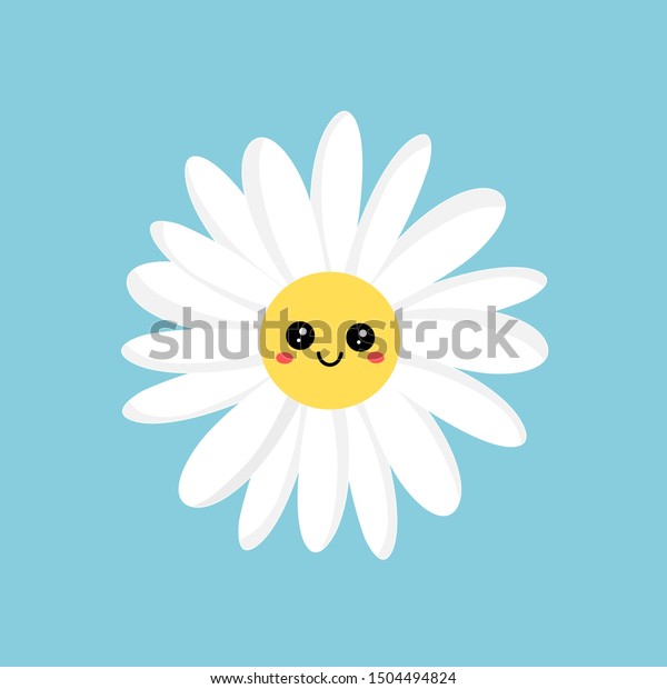 White Daisy Icon Cute Face Isolated Stock Vector (Royalty Free ...