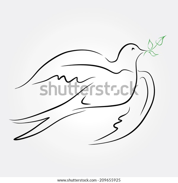 White Dove Branch Symbol Vector Illustration Stock Vector (Royalty Free ...