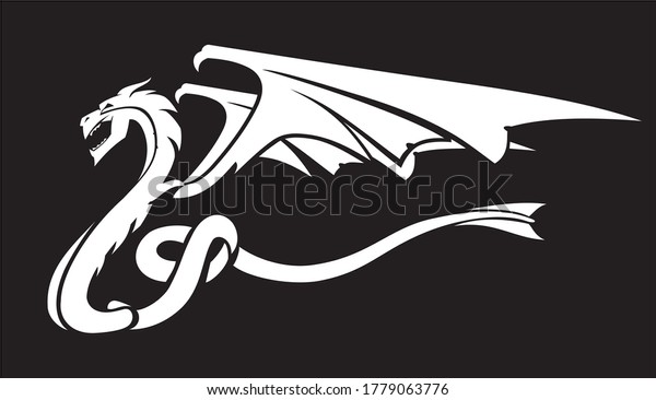 White Dragon Mythical Creature Design Illustration Stock Vector ...