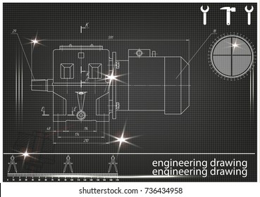White Drawing On Black Background Engineering Stock Vector (Royalty ...