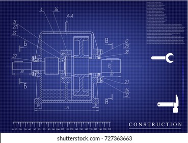 White Drawing On Blue Background Engineering Stock Vector (Royalty Free ...