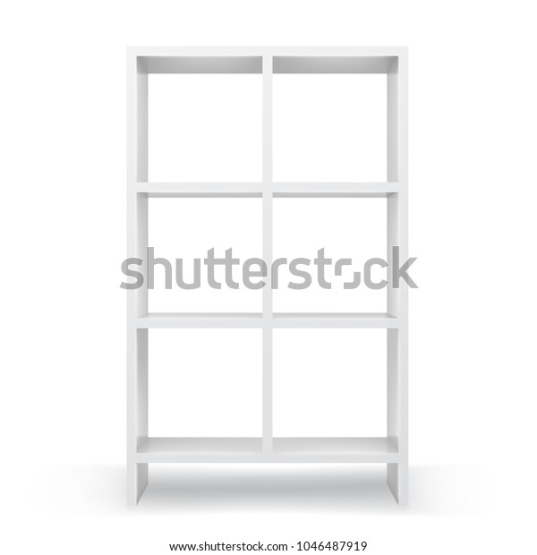 White Empty Bookcase Template Realistic Isolated Stock Vector (Royalty ...