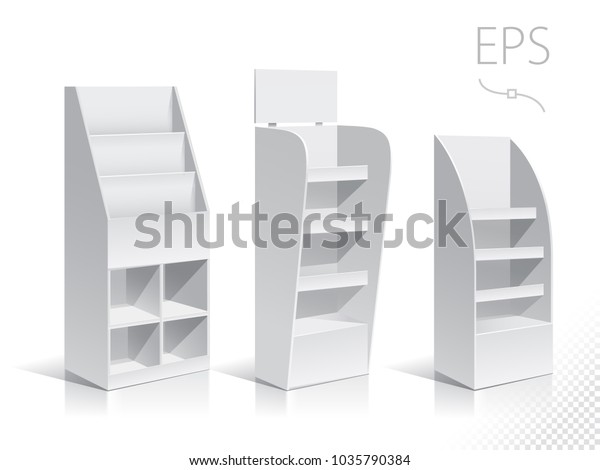 White Empty Displays Shelves Productsdisplay On Stock Vector (Royalty ...