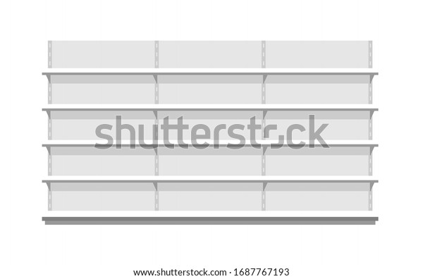 White Empty Store Shelves Flat Style Stock Vector (Royalty Free ...