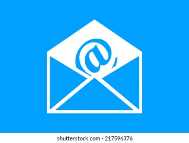 White Envelope Icon On Blue Background Stock Vector (Royalty Free ...