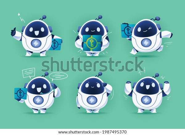 White Fat Modern Robot Mascot Holding Stock Vector (Royalty Free ...